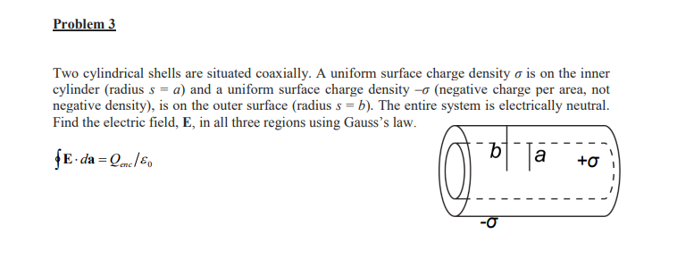 Solved Problem 3 Two cylindrical shells are situated | Chegg.com