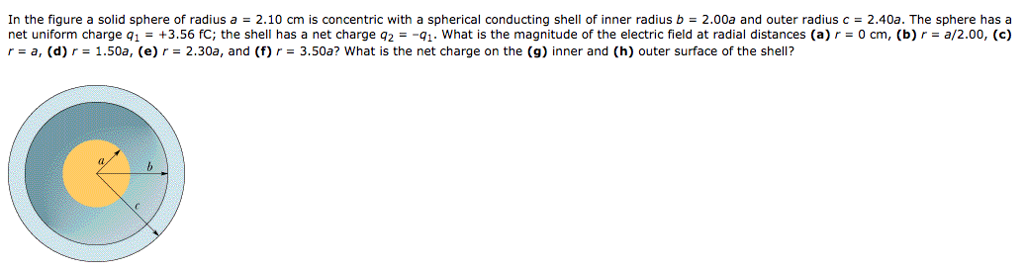 Solved In the figure a solid sphere of radius a = 2.10 cm is | Chegg.com