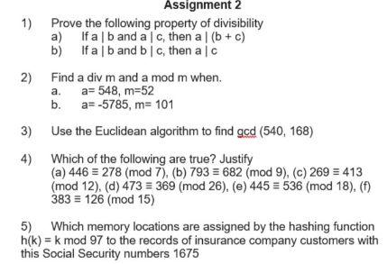 Solved 1) Prove the following property of divisibility a) If | Chegg.com