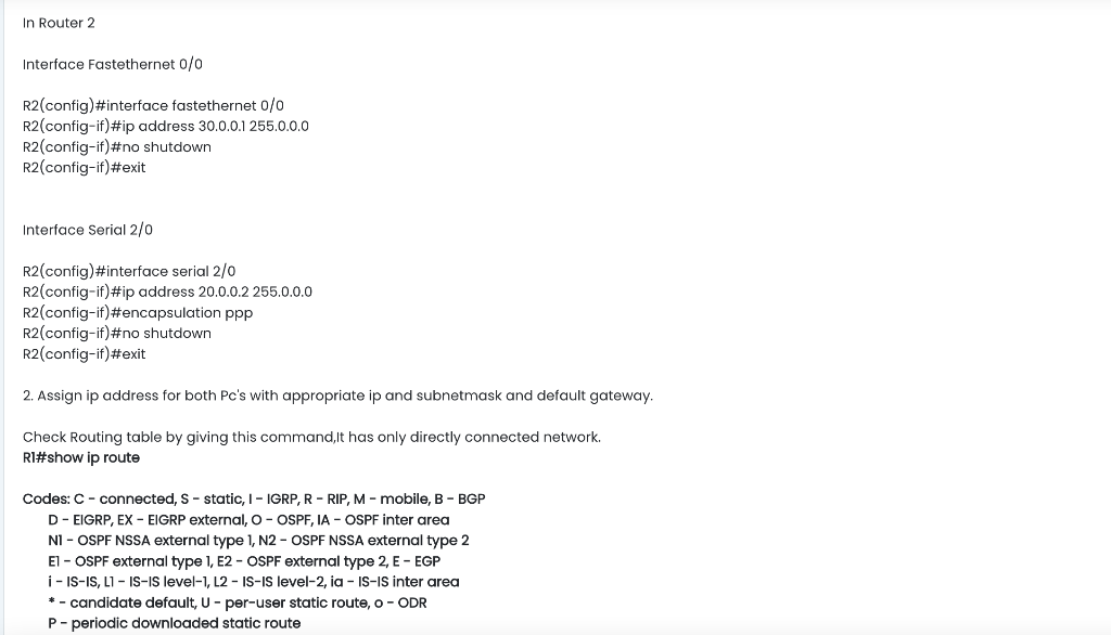 Solved INSTRUCTION: Construct 2 routers with 1PC each, then | Chegg.com
