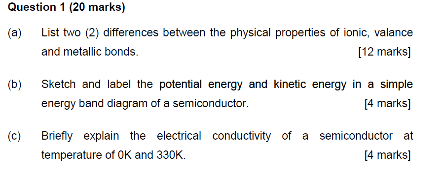 Solved Question 1 (20 ﻿marks) (a) ﻿List two (2) ﻿differences | Chegg.com