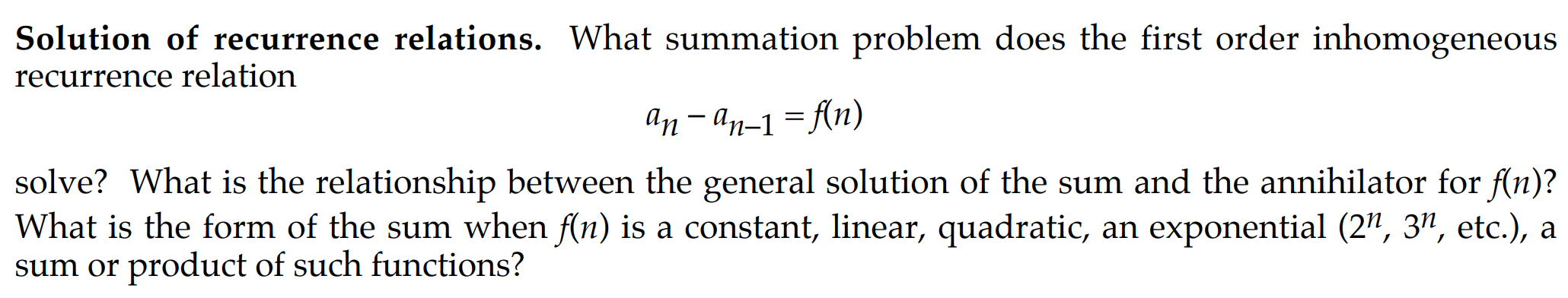 Solved Solution of recurrence relations. What summation | Chegg.com