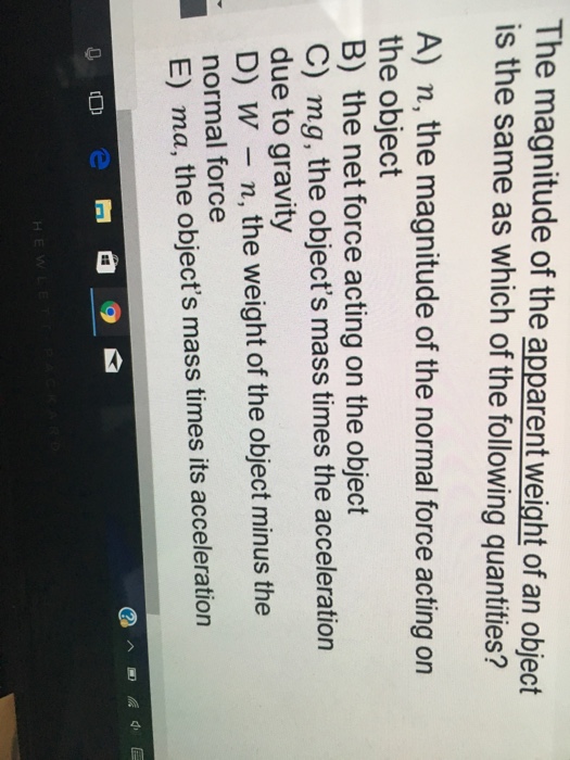 Solved The magnitude of the apparent weight of an object is | Chegg.com