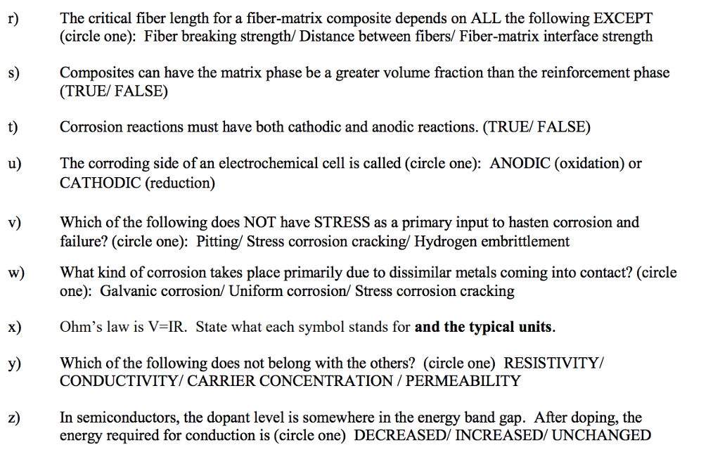 Solved r The critical fiber length for a fiber-matrix | Chegg.com