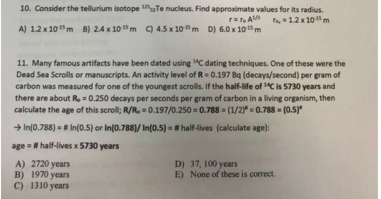 Solved 10 Consider The Tellurium Isotope 125s2te Nucleus