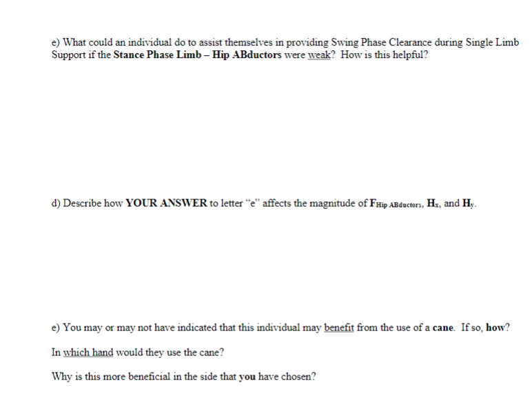21) During Single Limb Support, in the Coronal Plane; | Chegg.com