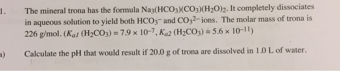 Solved The mineral trona has the formula | Chegg.com