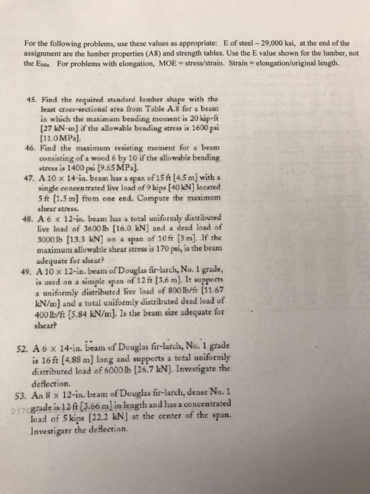 For the following problems, use these values as | Chegg.com