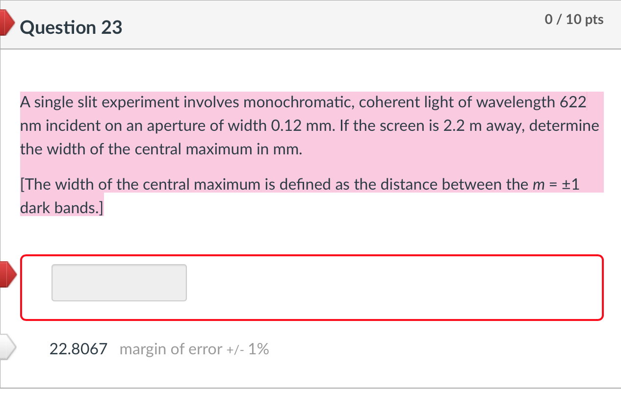 Solved A single slit experiment involves monochromatic, | Chegg.com