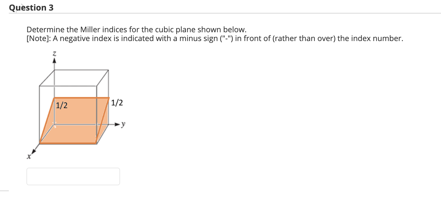 Solved Question 3 Determine the Miller indices for the cubic | Chegg.com