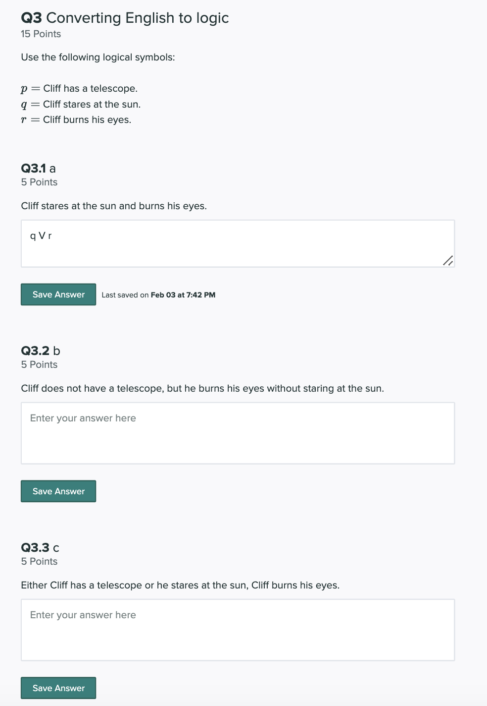 Solved Q6 Simplify 15 Points Simplify the following | Chegg.com