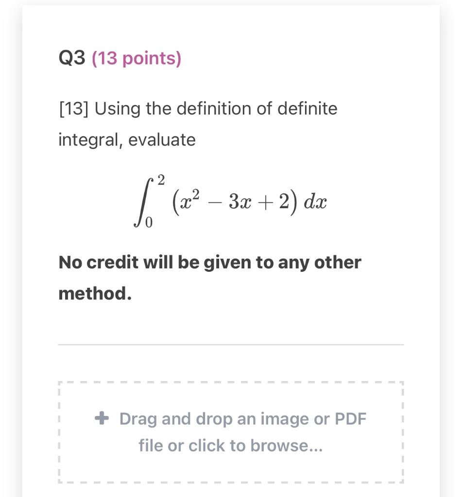 Solved [13] Using the definition of definite integral, | Chegg.com