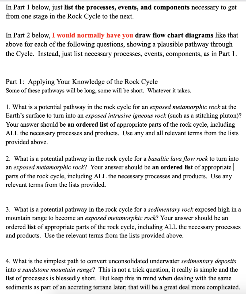 Solved In Part 1 below, just list the processes, events, and | Chegg.com
