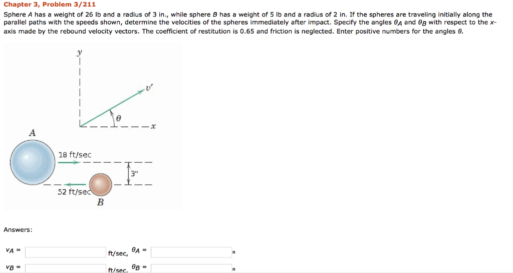 Solved Chapter 3, Problem 3/211 Sphere A has a weight of 26 | Chegg.com