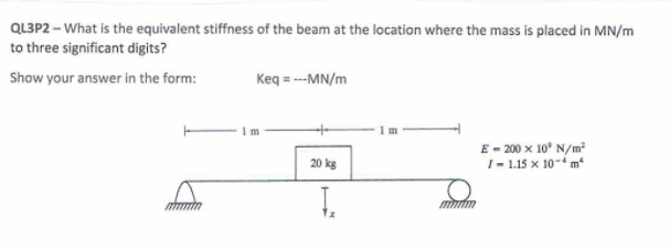 Solved QL3P2 - What is the equivalent stiffness of the beam | Chegg.com