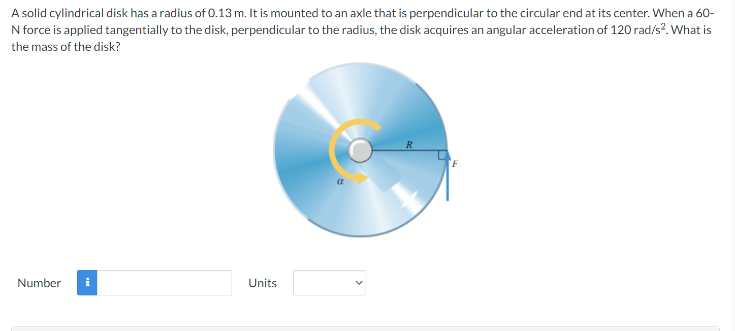 Solved A solid cylindrical disk has a radius of 0.13 m. It | Chegg.com