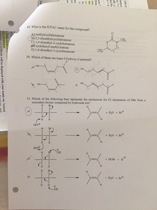 Solved What is the IUPAC name for this compound? A) | Chegg.com