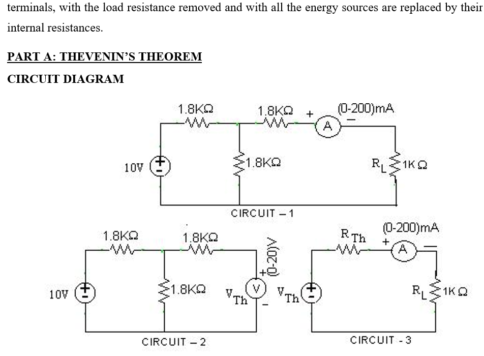 Solved Experiment 1: Thevenin's and Norton's Theorems | Chegg.com