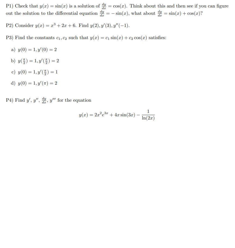 Solved P1) Check that y(x)=sin(x) is a solution of | Chegg.com