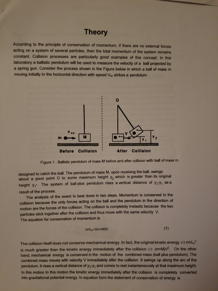 Solved The Ballistic Pendulum and Projectile Motion | Chegg.com