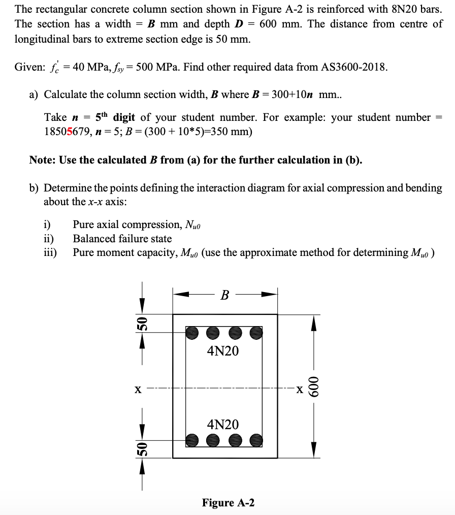 Solved The rectangular concrete column section shown in | Chegg.com