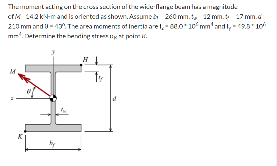 Solved The moment acting on the cross section of the | Chegg.com