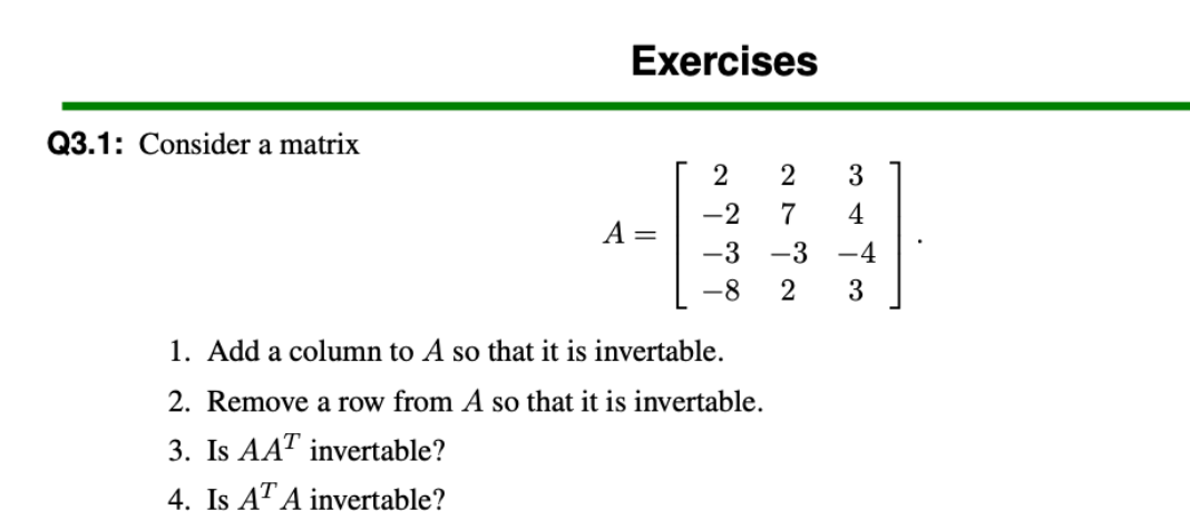 Solved ExercisesQ3.1: Consider a | Chegg.com