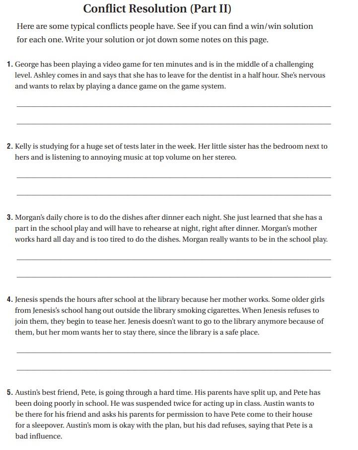 Solved Conflict Resolution (Part II) Here are some typical | Chegg.com