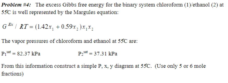 Solved Problem \#4: The excess Gibbs free energy for the | Chegg.com