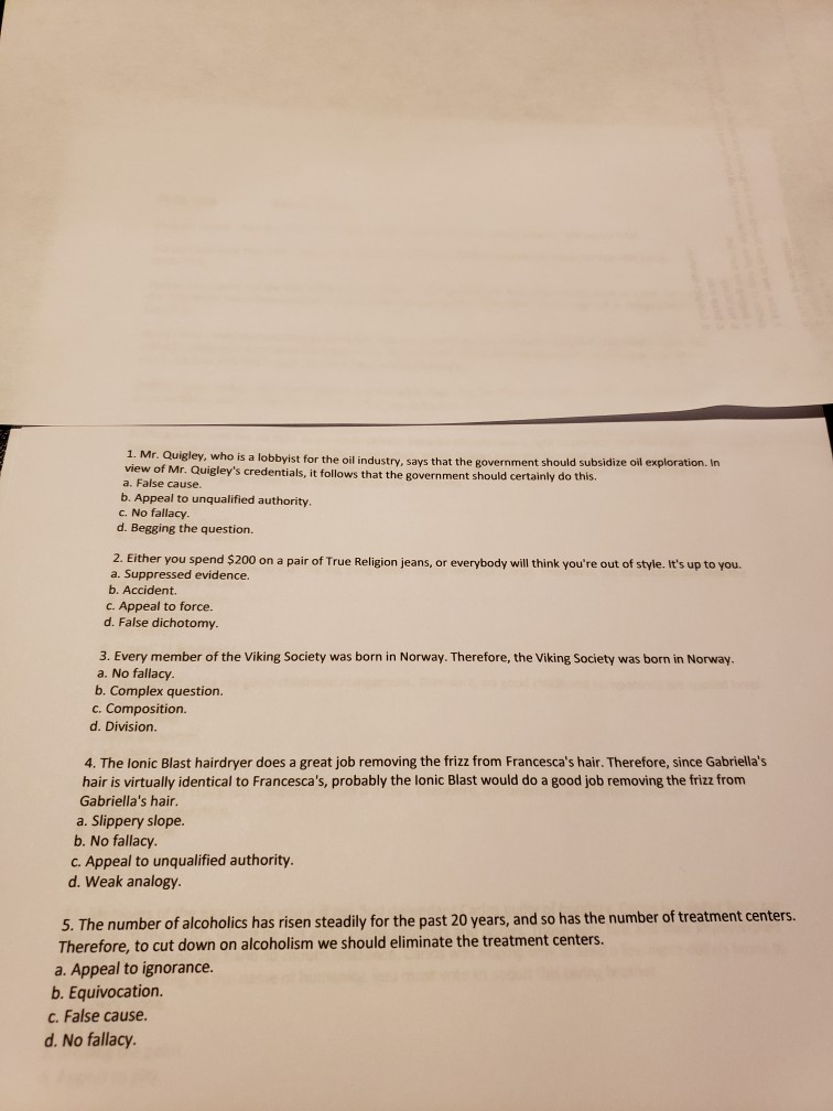 Solved 1. Mr. Quigley, who is a lobbyist for the oil | Chegg.com