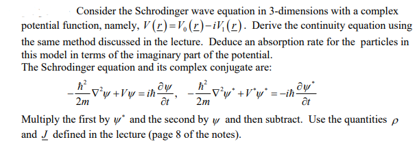 Solved Consider the Schrodinger wave equation in | Chegg.com