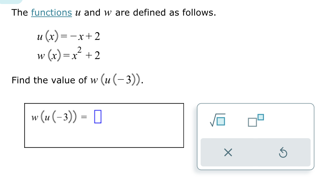 Solved The functions u and w are defined as follows. | Chegg.com
