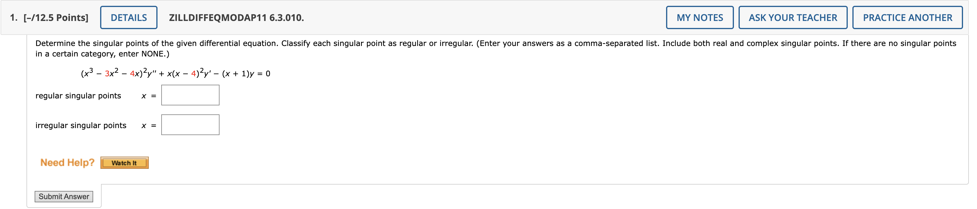 Solved Determine the singular points of the given | Chegg.com
