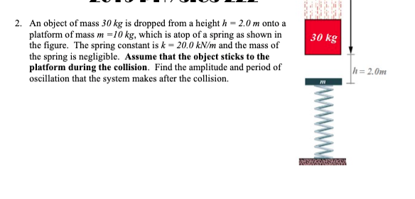 Solved 30 kg 2. An object of mass 30 kg is dropped from a | Chegg.com