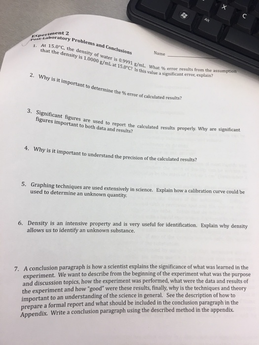 Solved At 15.0 degree C, the density of water is 0.9991 | Chegg.com