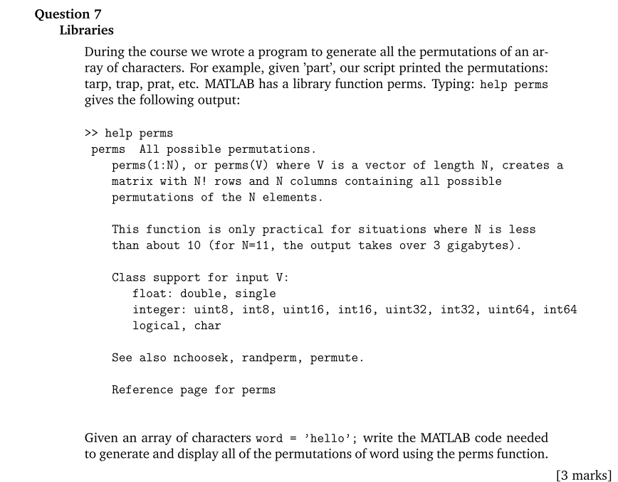 Solved During the course we wrote a program to generate all | Chegg.com