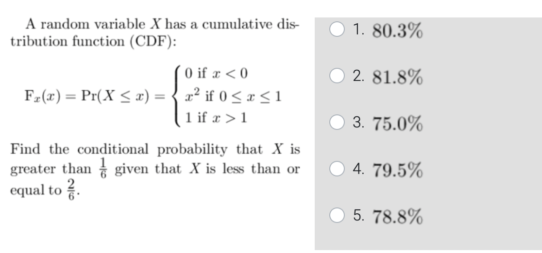 Solved A random variable X has a cumulative dis- 1. 80.3% | Chegg.com