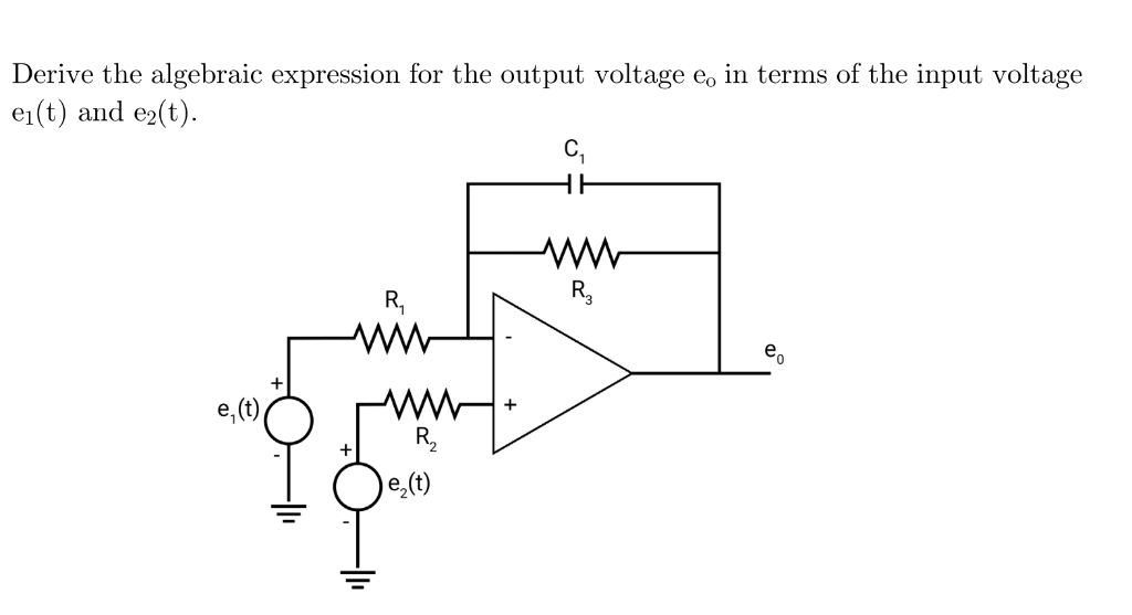 Solved Derive the equation for the output voltage e0 in | Chegg.com