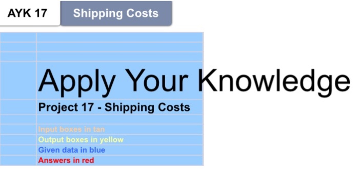 AYK 17 Shipping Costs Apply Your Knowledge Project 17 | Chegg.com