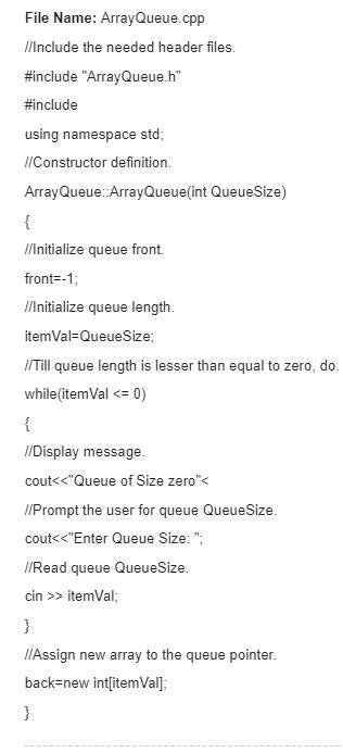 Solved Write An Array Based Implementation Of A Queue That 