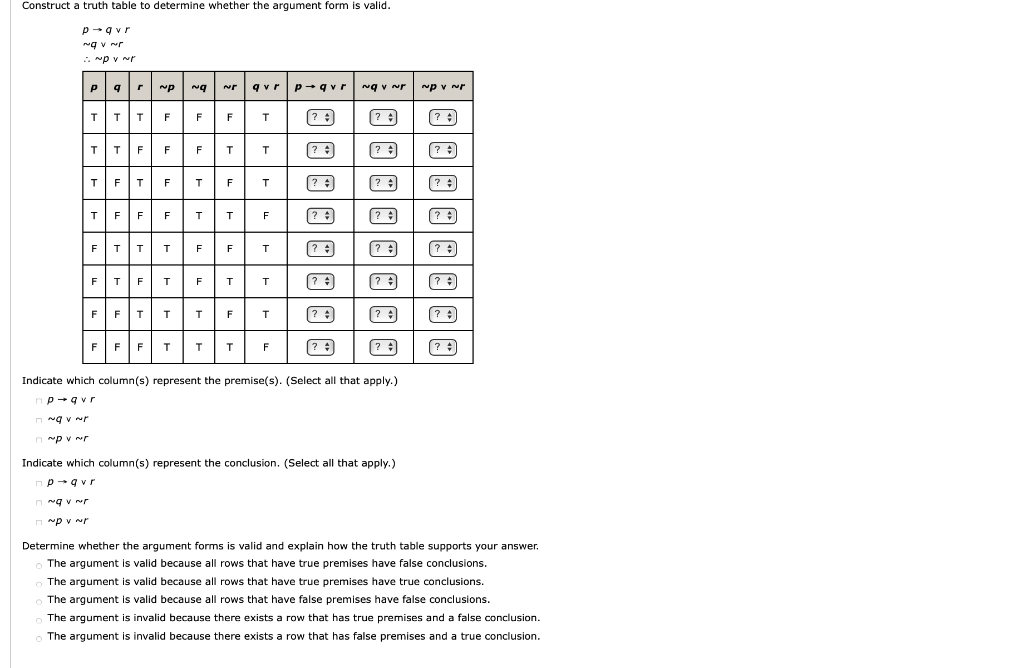Solved Construct A Truth Table To Determine Whether The