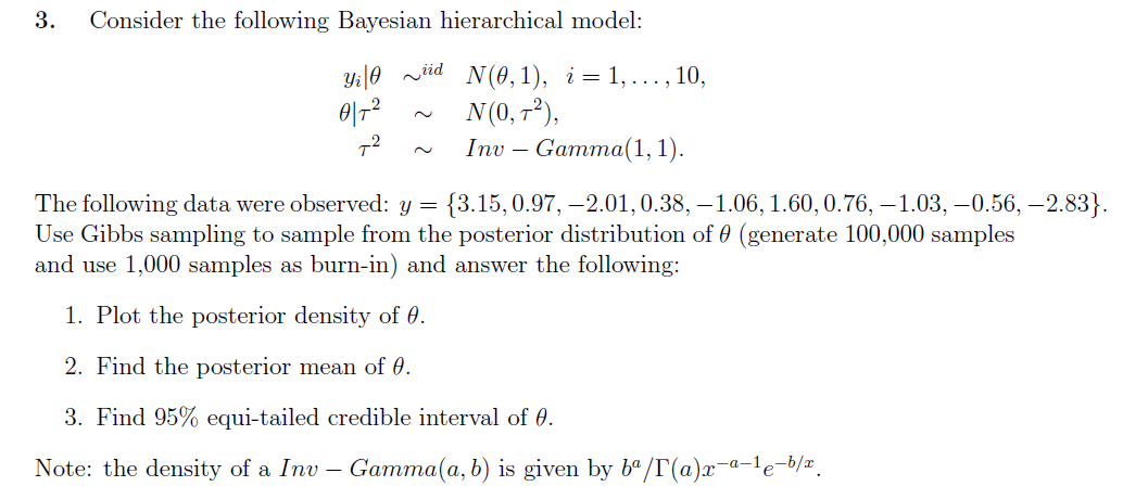 3. Consider the following Bayesian hierarchical | Chegg.com