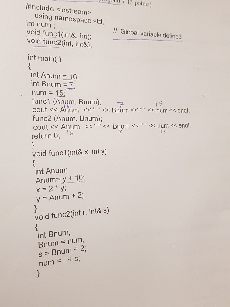Solved pulan? (3 points) #include using namespace std; int | Chegg.com
