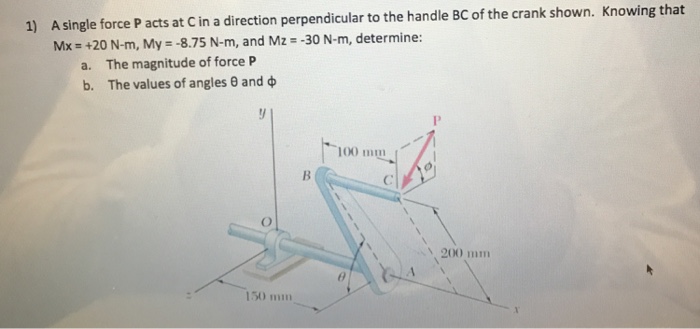 Solved A single force P acts at C in a direction | Chegg.com