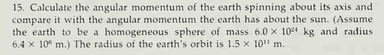 Solved Calculate the angular momentum of the earth spinning | Chegg.com