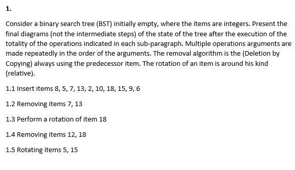 Solved 1. Consider a binary search tree (BST) initially | Chegg.com