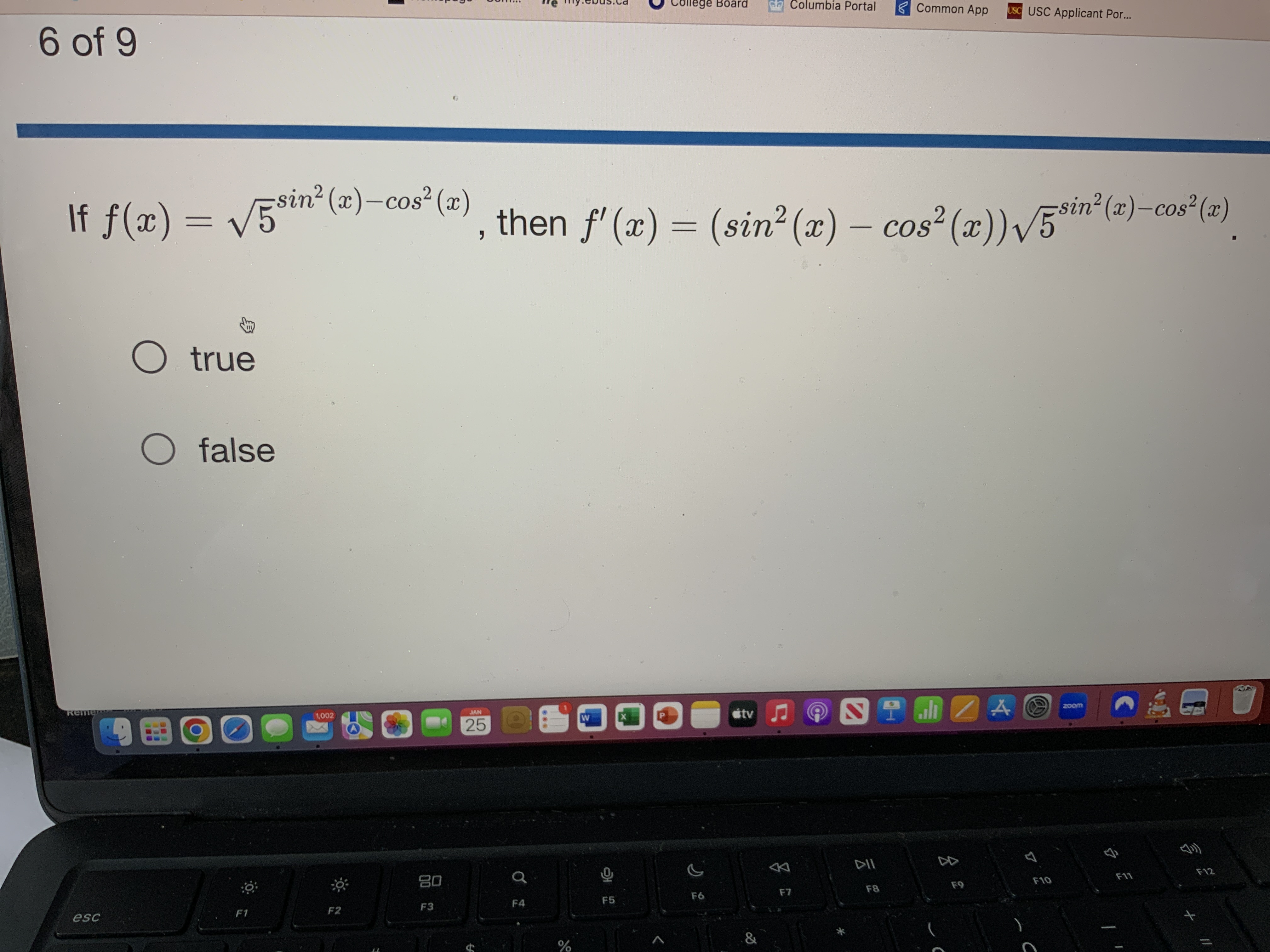 Solved If f(x)=52?sin2(x)-cos2(x), ﻿then | Chegg.com