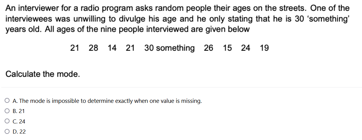 Solved An interviewer for a radio program asks random people | Chegg.com