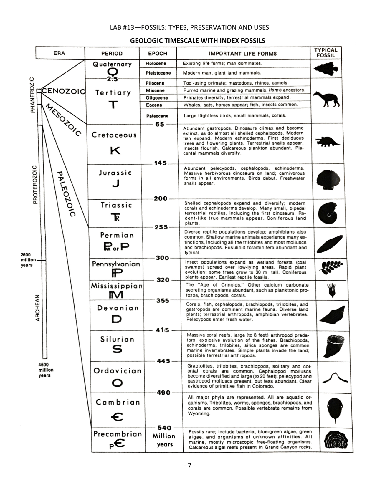 Solved GEOLOGIC TIMESCALE Examine the geologic timescale on | Chegg.com