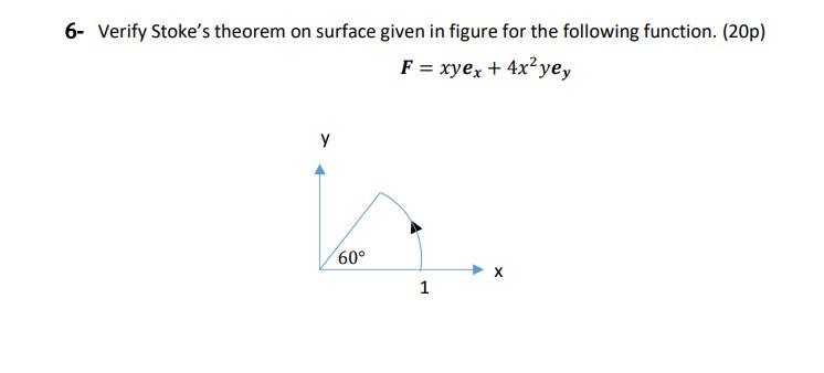 Solved 6- Verify Stoke's theorem on surface given in figure | Chegg.com